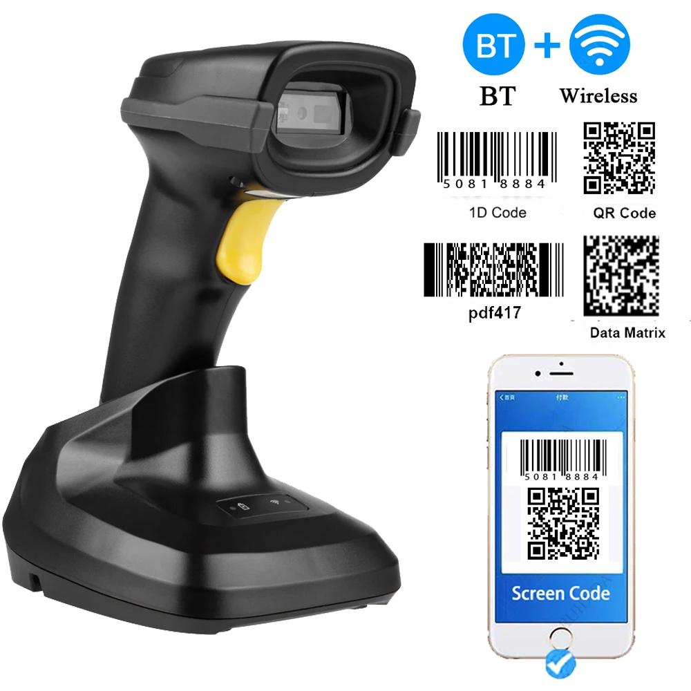 Code-Reader-com-Base-de-Carregamento-Sem-Fio-Bluetooth-1D-2D-Handheld ...