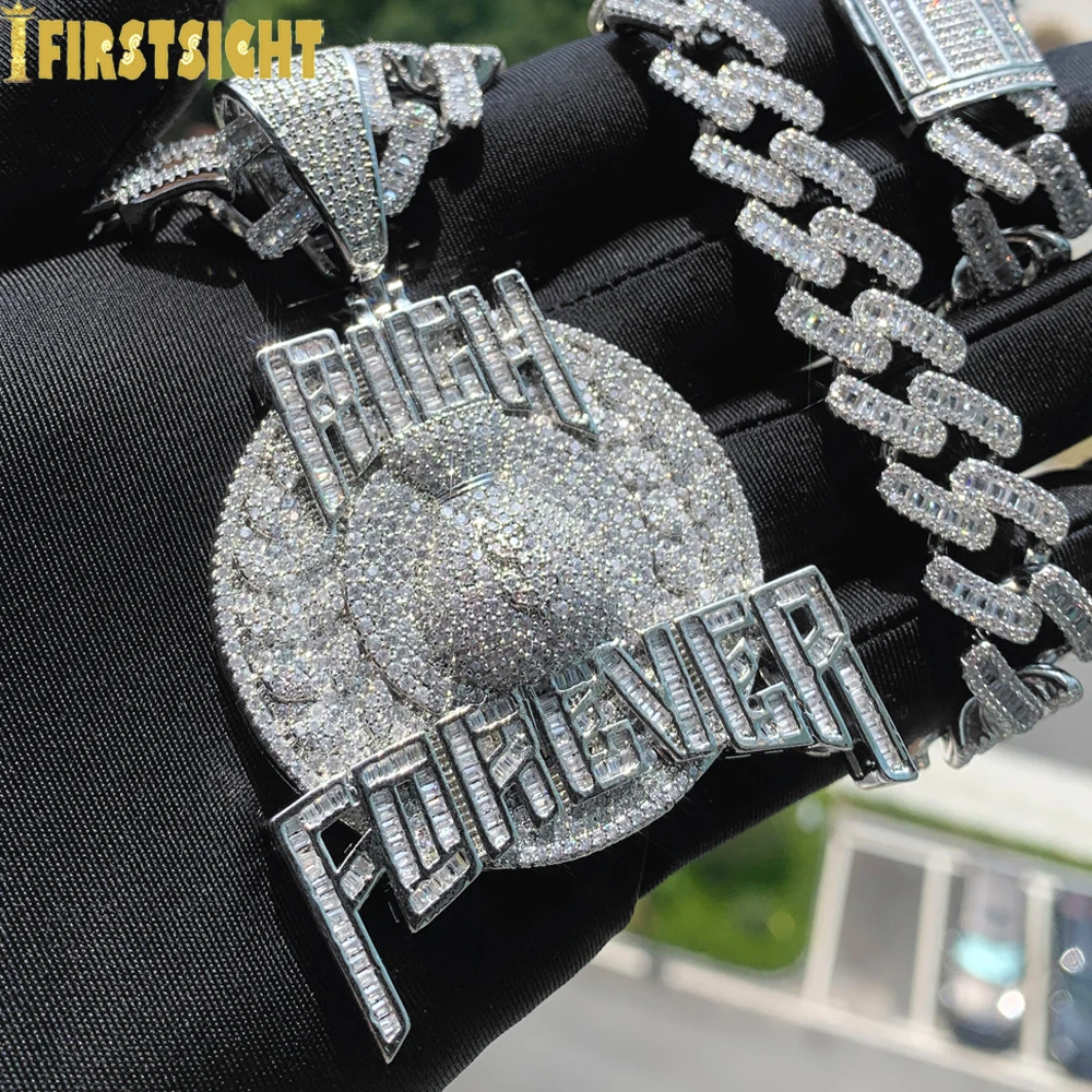 New-Iced-Out-Bling-Rich-Forever-Pendant-Necklace-Cubic-Zirconia-CZ ...