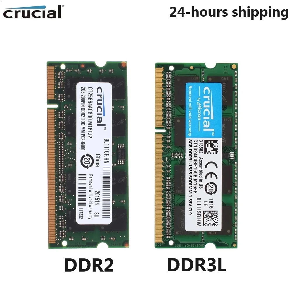 CRUCIAL SODIMM RAM NotebookMemory DDR2 DDR3L 667Mhz 800MHz 1333MHz ...