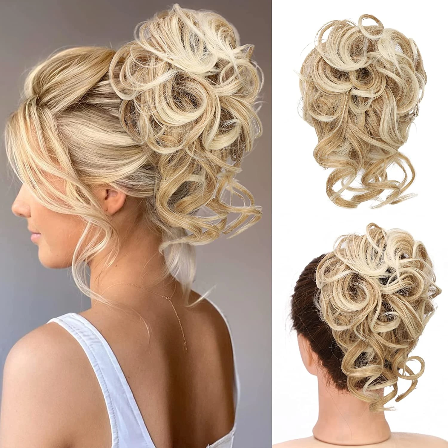 Shangzi Synthetic Hair Bun Chignon Messy Curly Hair Band Elastic ...