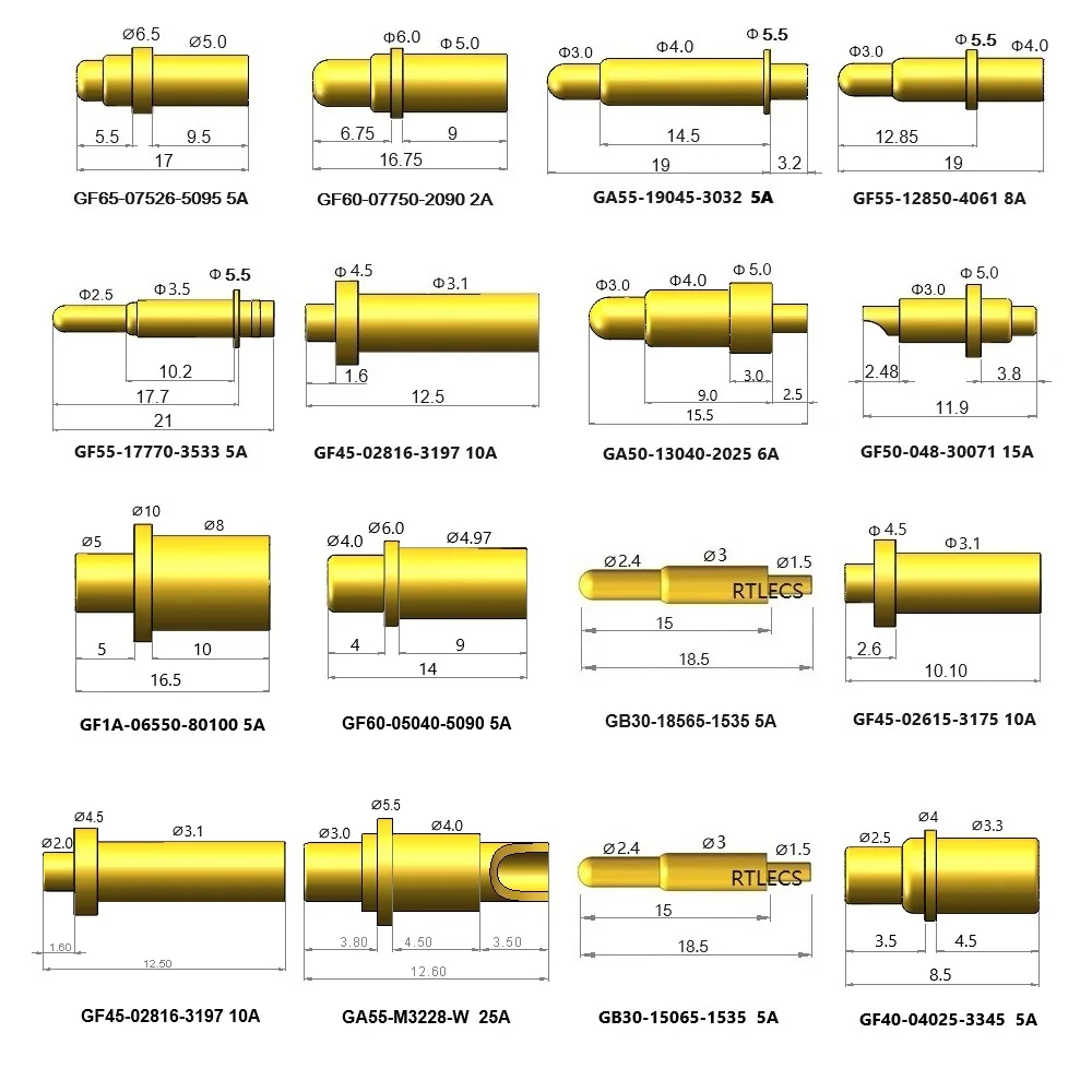 2/10Pcs 3A 4A 5A 10A 15A 25A High Precision Pogo Pin Connector Charging ...