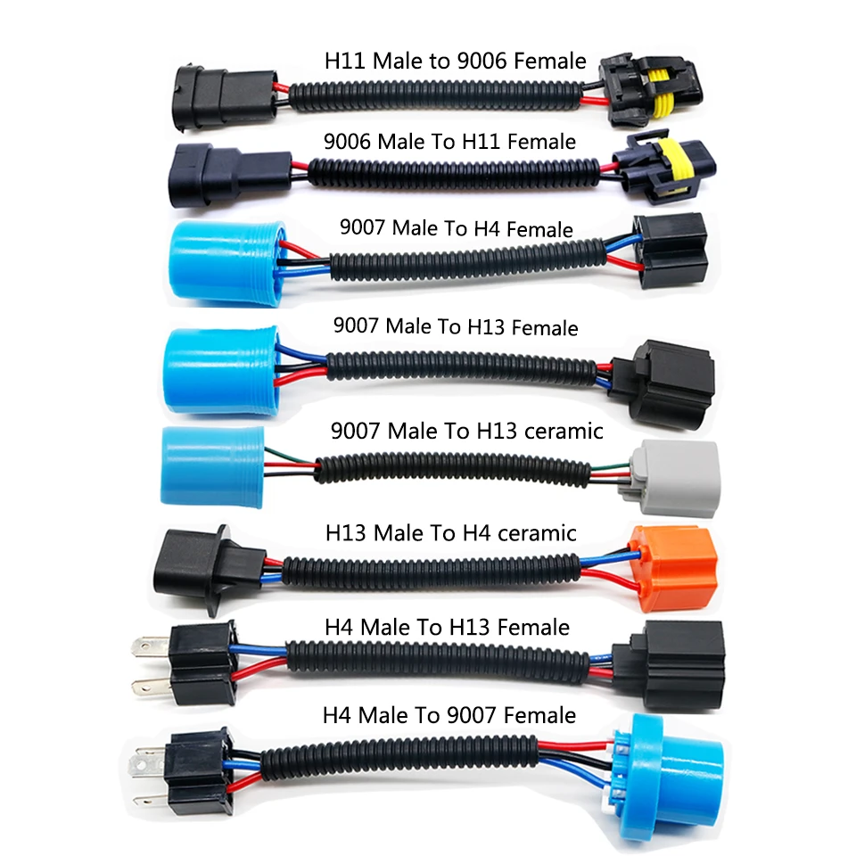 1PC H11 9005/9006 9007 H4 H13 adapter Male Female Conversion Connector Wiring Harness Headlight ...