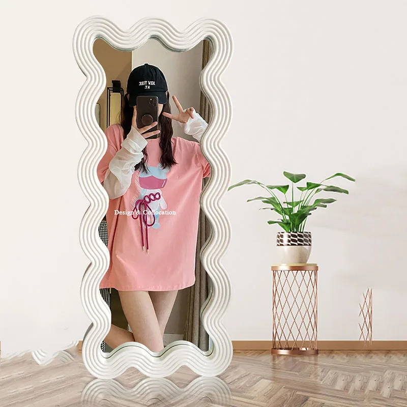 Wavy Large Decorative Mirror Irregular Shape Floor Full Body Mirror ...