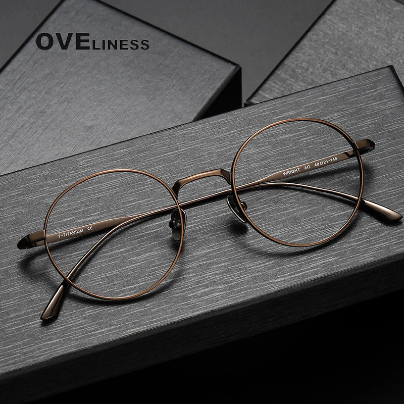 Pure-Titanium-Glasses-Frame-for-men-Women-Retro-Round-Prescription ...
