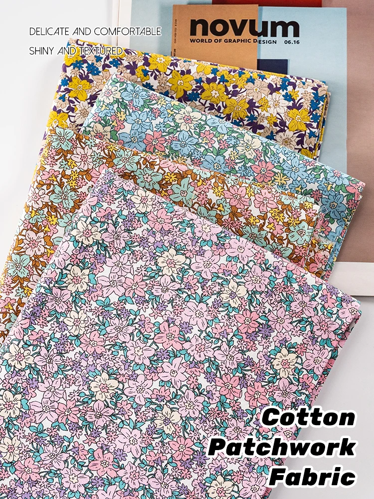 Bright-flower-vantage-patten-printed-cotton-poplin-fabrics-for-sewing ...