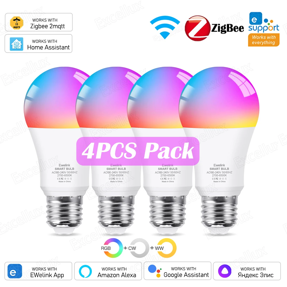 4Pcs-WiFi-Smart-LED-Bulb-Zigbee-Light-Bulbs-Dimmable-Alexa-Bulb-15W-E27 ...