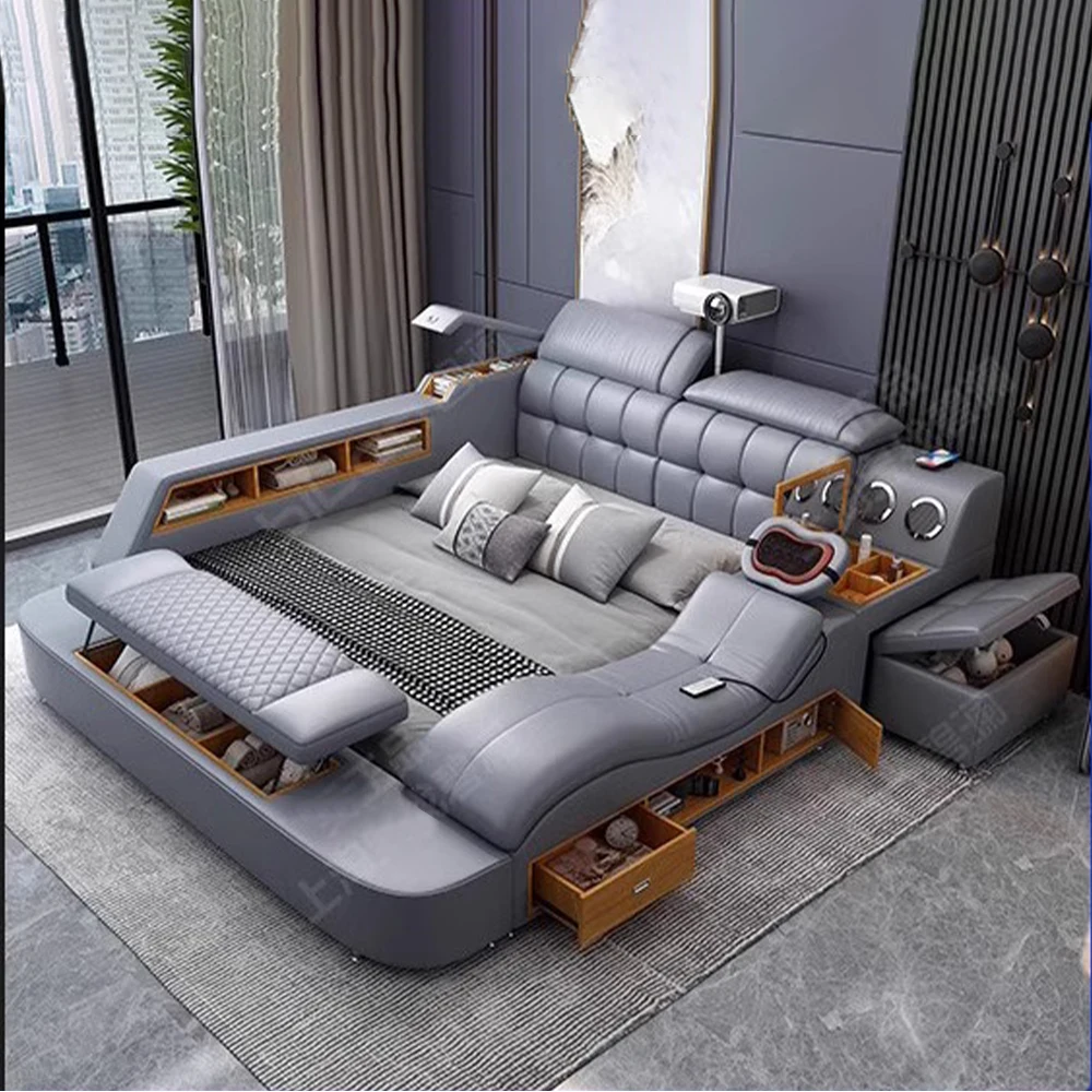 MANBAS-cama-de-cuero-genuino-de-lujo-cama-inteligente-de-tecnolog-a ...