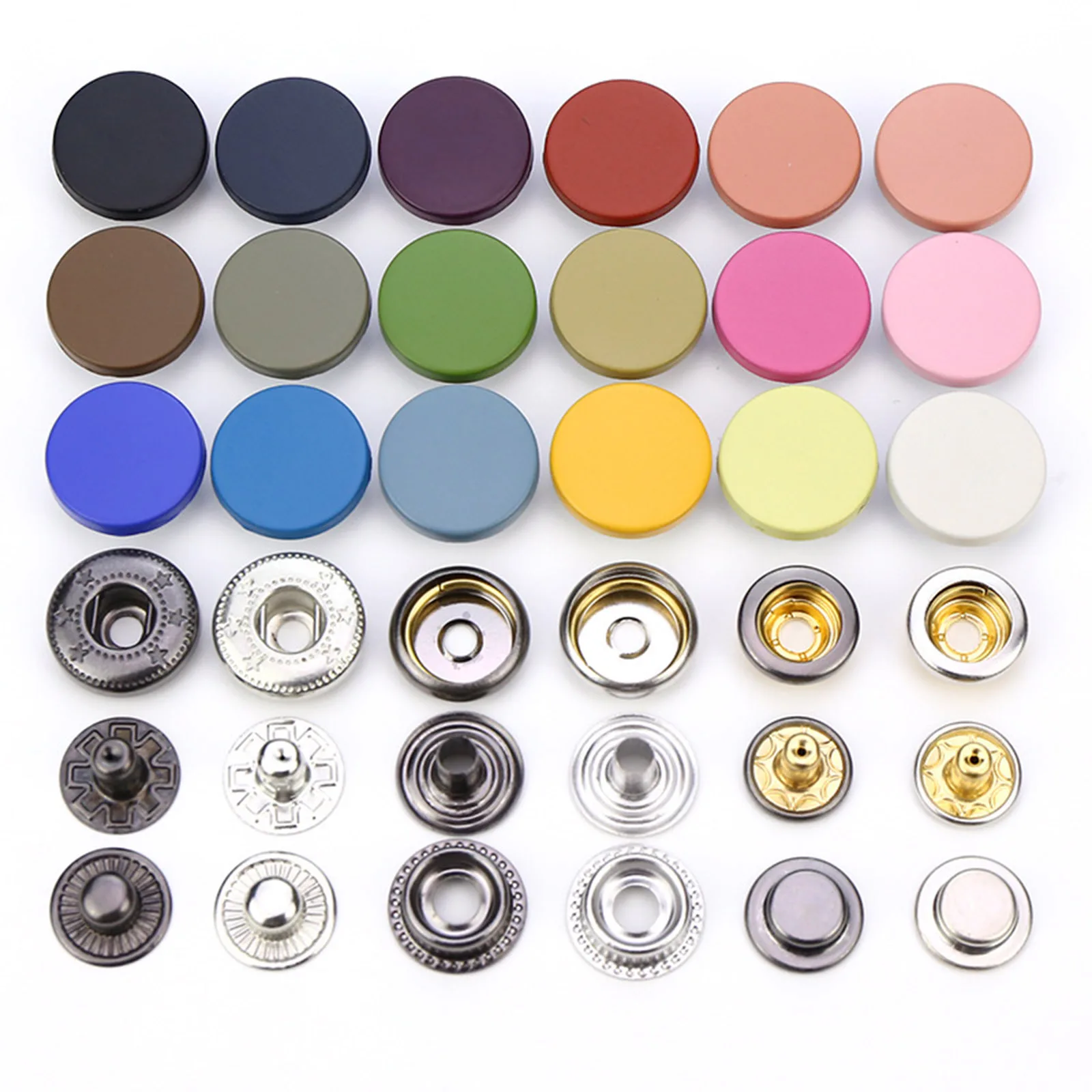 10PCs Alloy Metal Snap Fastener Buttons Painted 15mm Metal Button Snaps ...