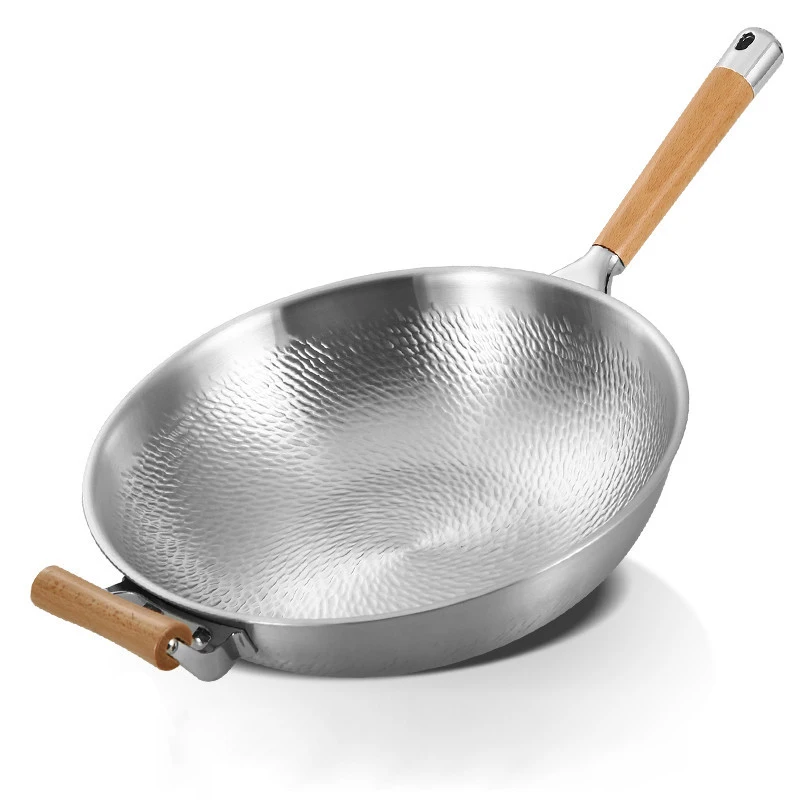 32-34cm-Chinese-Wok-Hand-hammered-Wok-304-Stainless-Steel-Non-stick-Pot ...