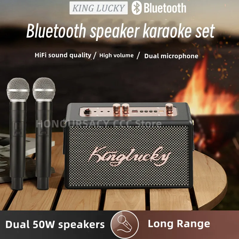100W-Portable-Retro-Ktv-Audio-Set-Karaoke-Machine-Wireless-Bluetooth ...