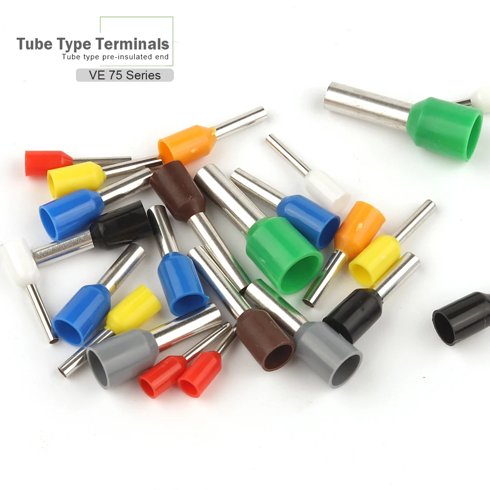 100PCS-VE-Tube-Terminals-E7506-E7508-E7510-E7512-Insulated-Ferrules ...