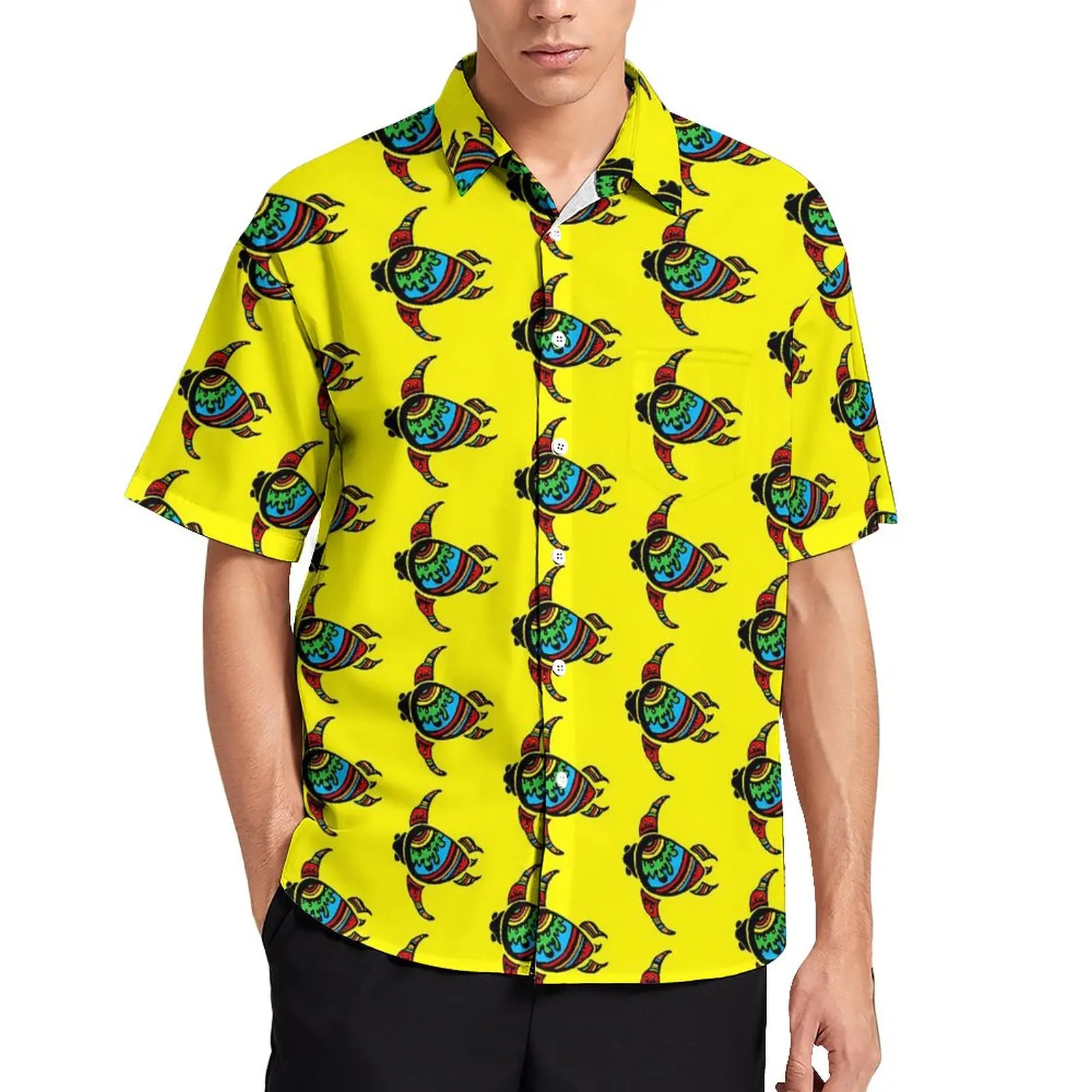 Turtle-Pattern-Retro-Casual-Shirts-Animal-Print-Beach-Camisa-Luxury ...