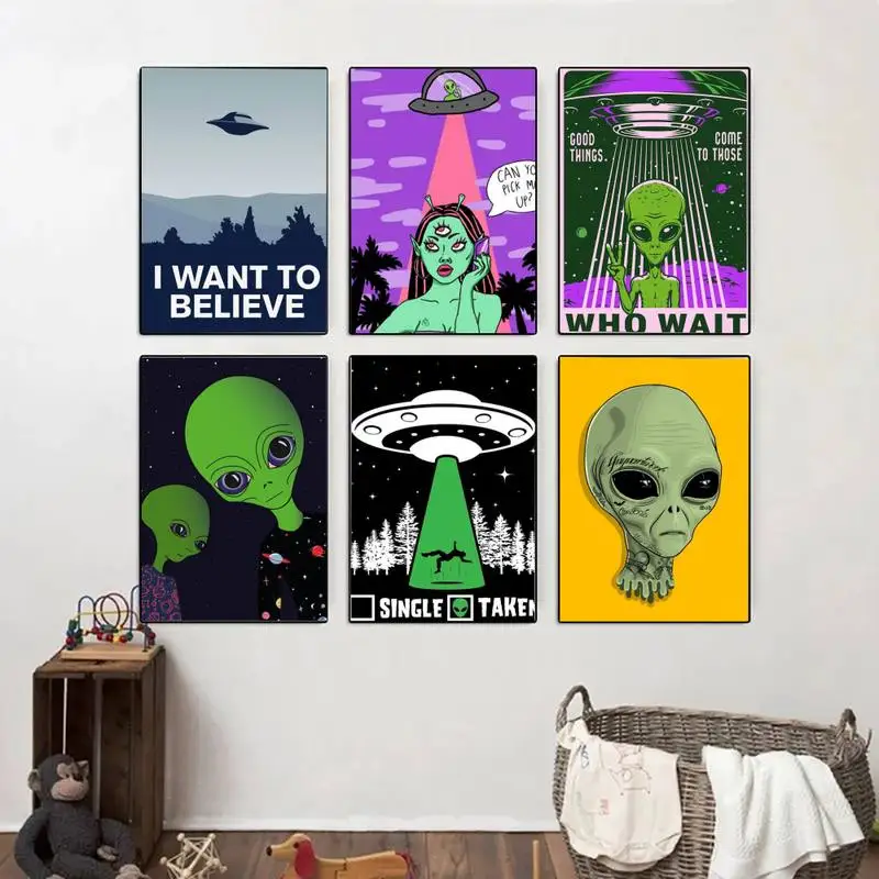 I-Want-To-Believe-Alien-Posters-Kraft-Paper-Vintage-Poster-Wall-Art ...