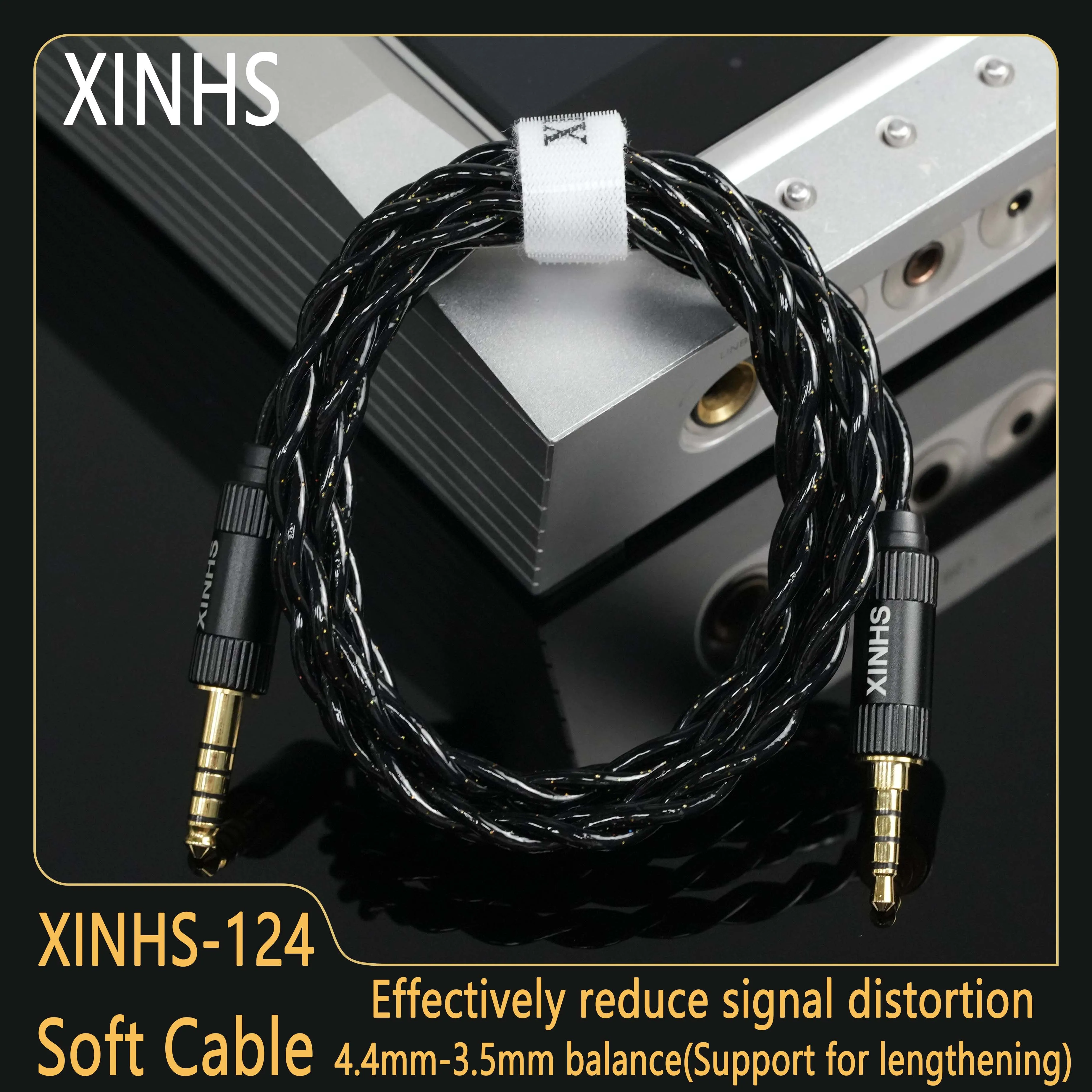 XINHS-124 4.4mm balanced to 3.5mm balanced audio extension cable with 2 ...