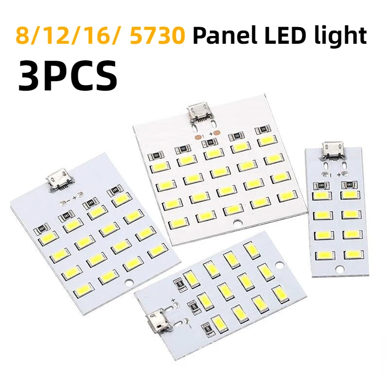 3pcs 8/12/16/20 LED Lighting Panel 5730 smd 5V 430mA~470mA White Mirco ...