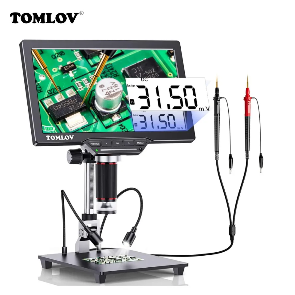 TOMLOV DM202M HDMI Digital Microscope with Multimeter 10.1" Soldering ...
