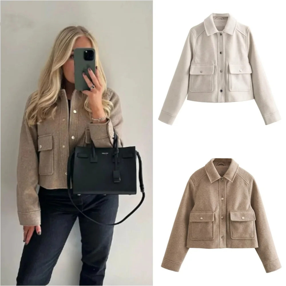 Jackets-for-Womens-Autumn-Fashion-Solid-Front-Pockets-Button-Long ...