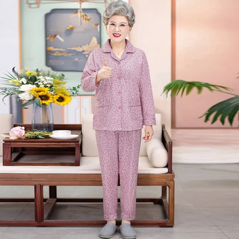 Middle-Aged-Mother-Suit-Autumn-Sleeping-Pajamas-For-Women-Long-Sleeve ...