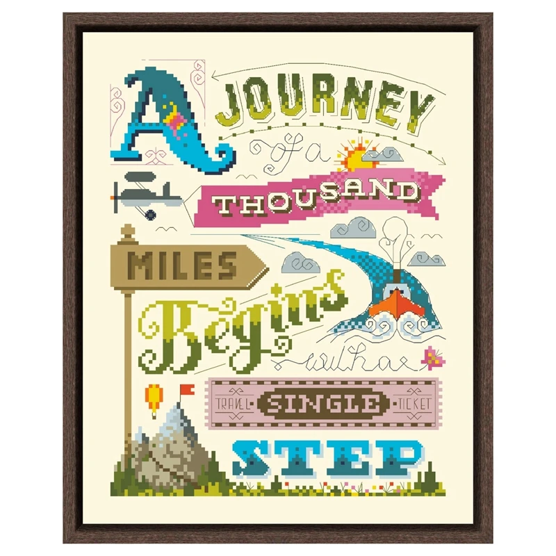 Follow your dream cross stitch kit word pattern 18ct 14ct 11ct light ...