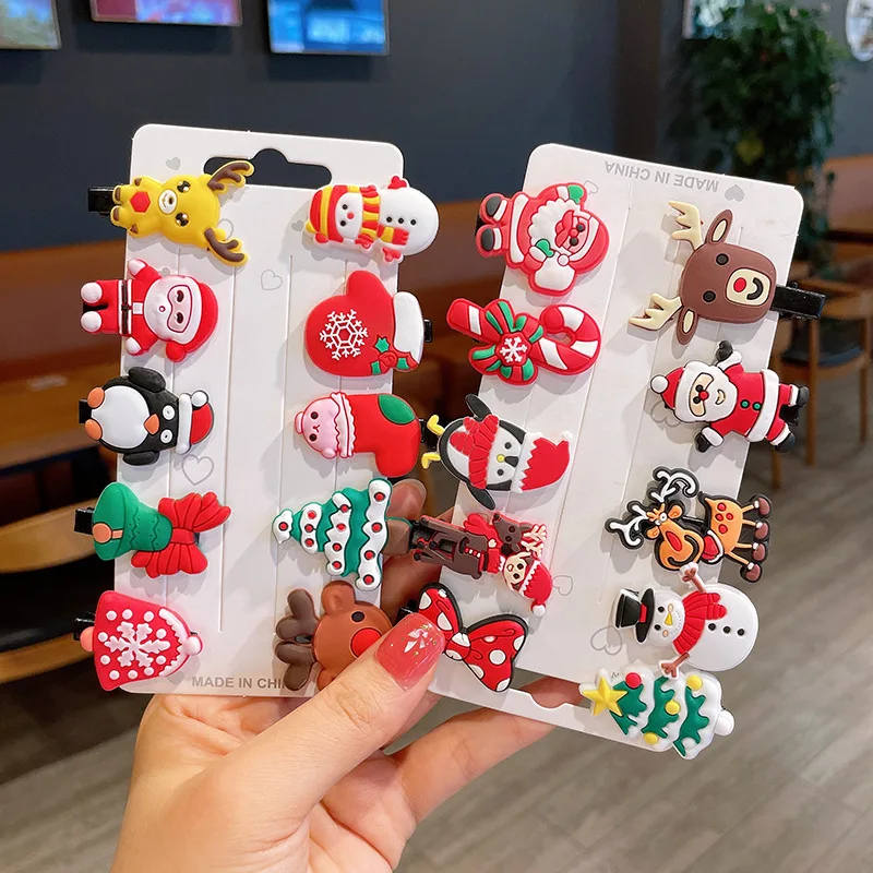 10PCS-Set-Cute-Christmas-Hair-Clips-for-Girls-Colorful-Cartoon-Hairpins ...