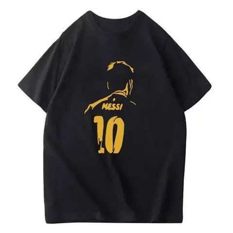 Football Messi Barcelona Messi T-shirt Short Sleeve Fans Pure Cotton ...
