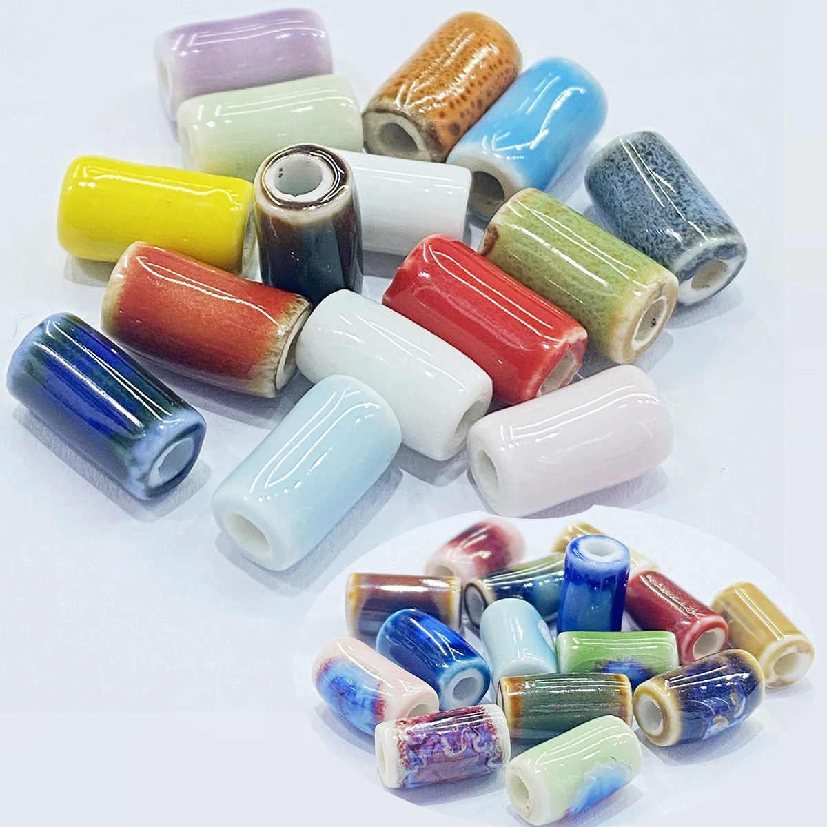 10*5MM Tube Shape Long Cylinder Ceramic Porcelain Spacer Beads For ...
