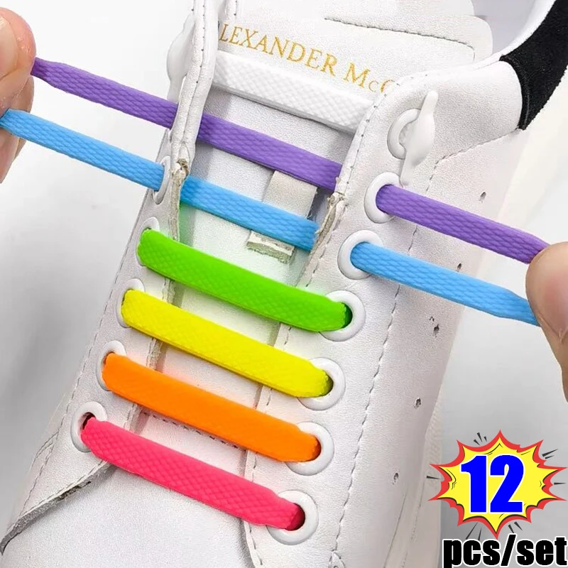 12Pcs-set-Silicone-Elastic-Shoelaces-Men-Women-No-Tie-Up-Shoe-Laces ...