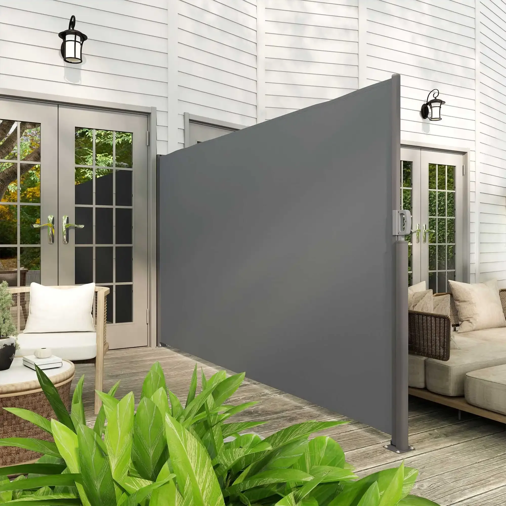 Side Awning Retractable Opaque Privacy Screen 300x180cm for Balcony ...