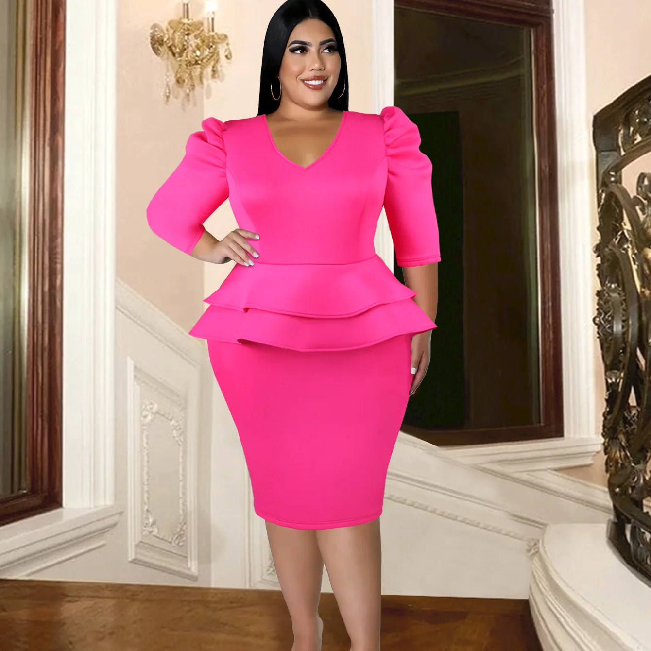 Peplum Dress Plus Size With Sleeves