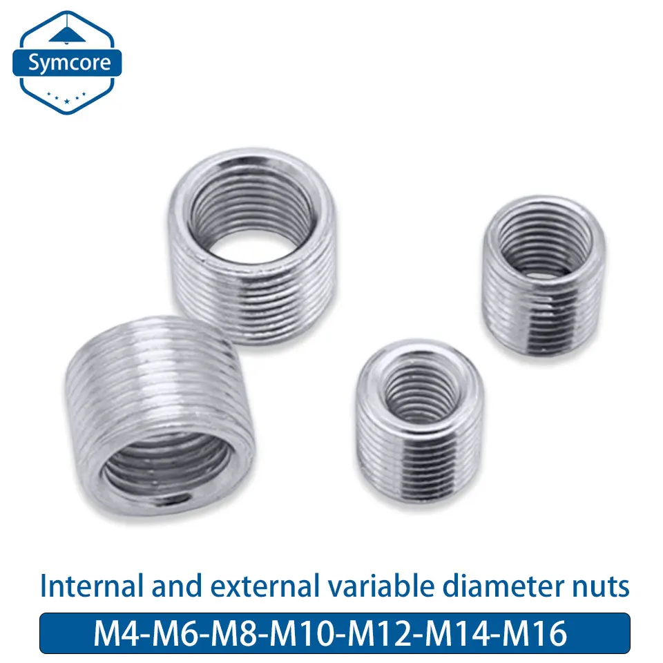10Pcs Inner And Outer Thread Nuts M16 M14 M12 M10 M8 M6 M4 Hollow ...