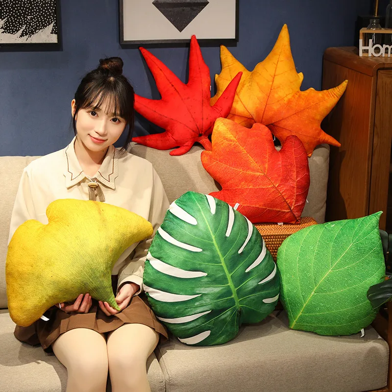 6-Styles-Leaf-Plush-Pillow-Creative-Plant-Maple-Leaves-Ginkgo-Stuffed ...