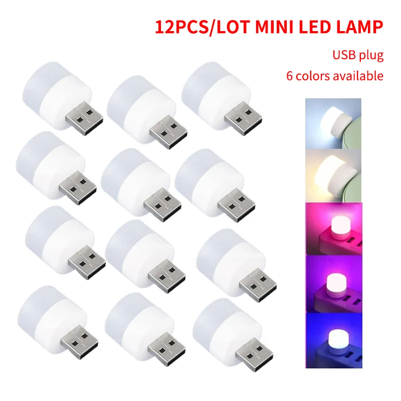 12pc Mini Plug USB Lâmpada 5V 1W Super Brilhante Eye Protection Book Light Computador Mobile ...