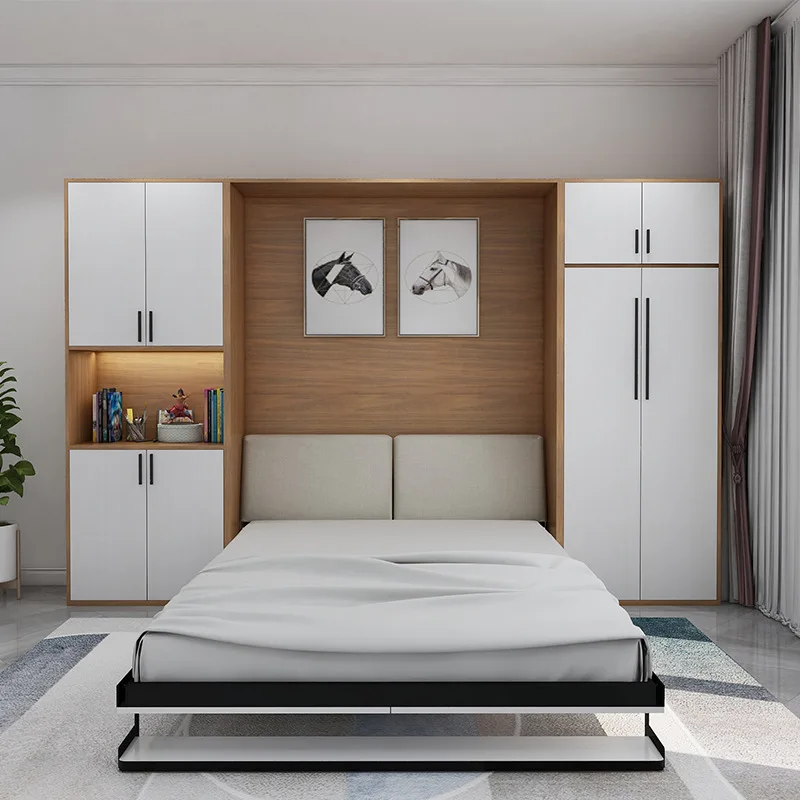 Invisible bed Wall bed Multifunctional hidden folding bed Murphy bed ...
