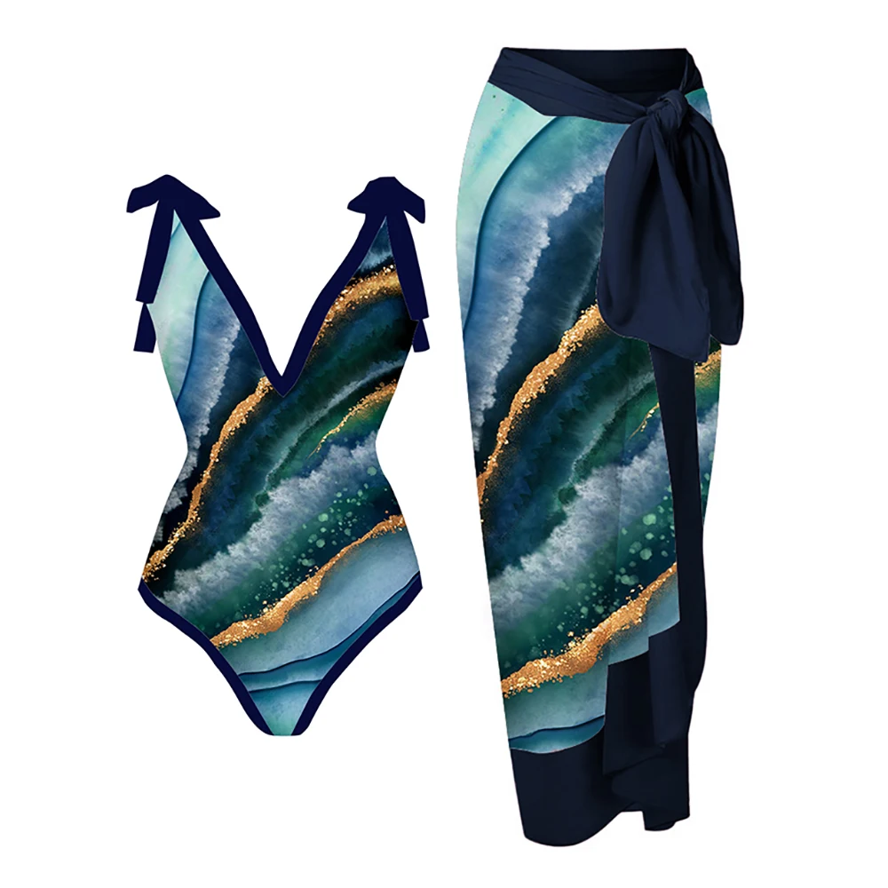 Retro-Blue-Colorblock-Swimsuits-Fashion-One-Piece-Bikinis-Sexy-Lacing ...