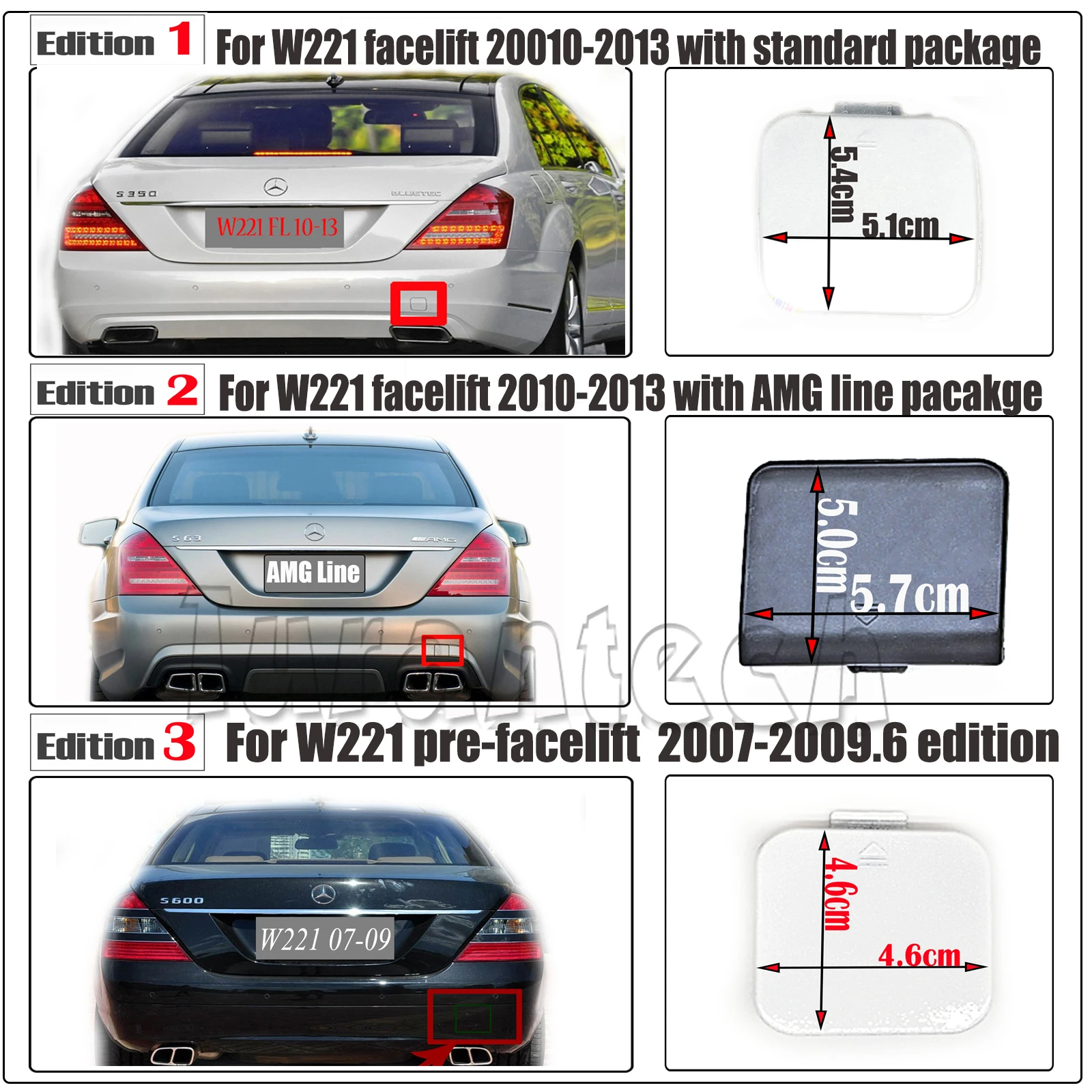 Rear-Tow-Cover-for-07-13-Mercedes-S-W221-S280-S320-S350-S400-S420-S450 ...