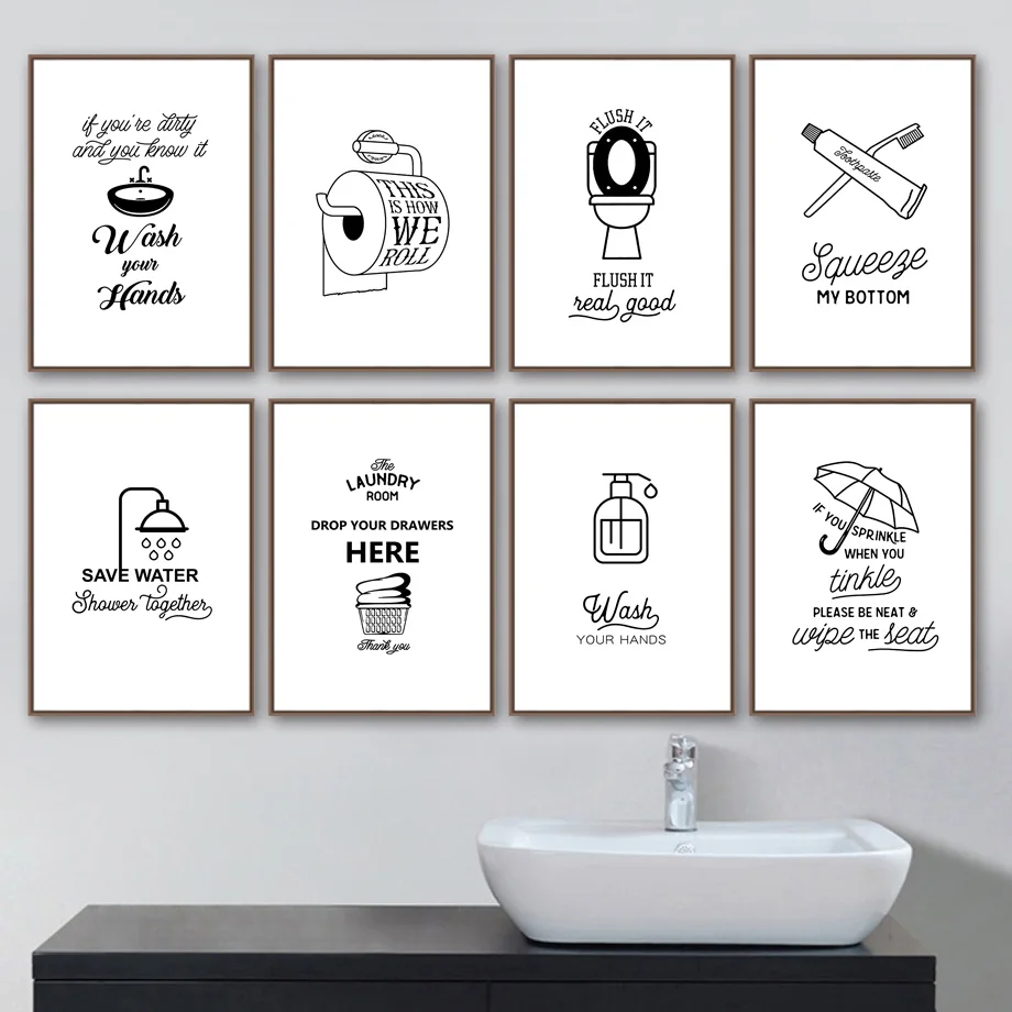 modern-minimalist-creative-bathroom-toilet-Wall-Art-Canvas-Painting ...