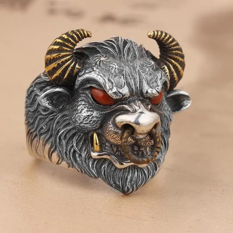 Anillos-de-diablo-de-toro-Vintage-para-hombres-y-mujeres-anillo-de ...