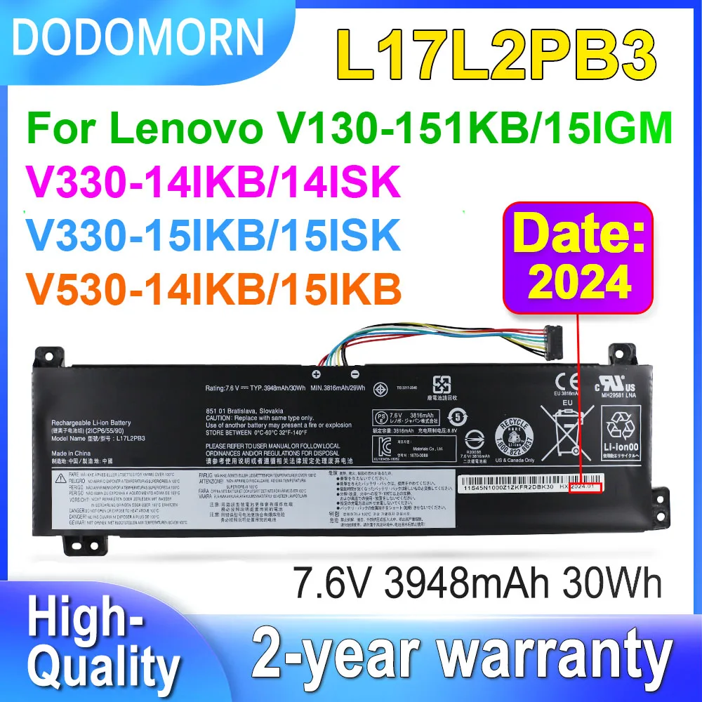 DODOMORN-L17L2PB3-Laptop-Battery-For-Lenovo-IdeaPad-V530-V330-15IKB ...