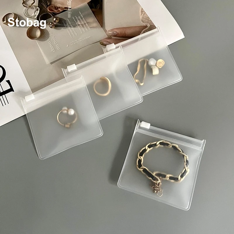 StoBag 50pcs Frosted Transparent EVA Jewelry Packaging Bags Ziplock Zipper Small Sealed Earrings ...