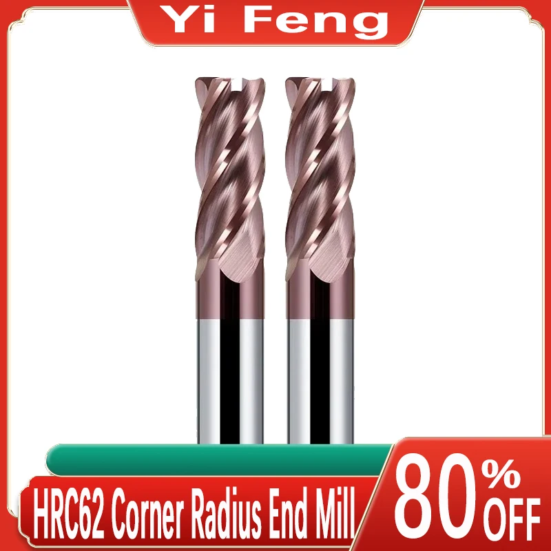 HRC62-Corner-Radius-End-Mill-CNC-R-Bull-Nose-Milling-Cutter-Metal ...