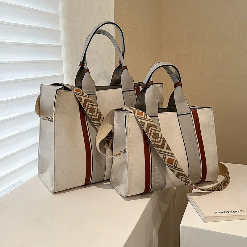 2023women-s-Canvas-Bag-Imitation-Luxury-Brand-Plaid-Canvas-Handbag ...