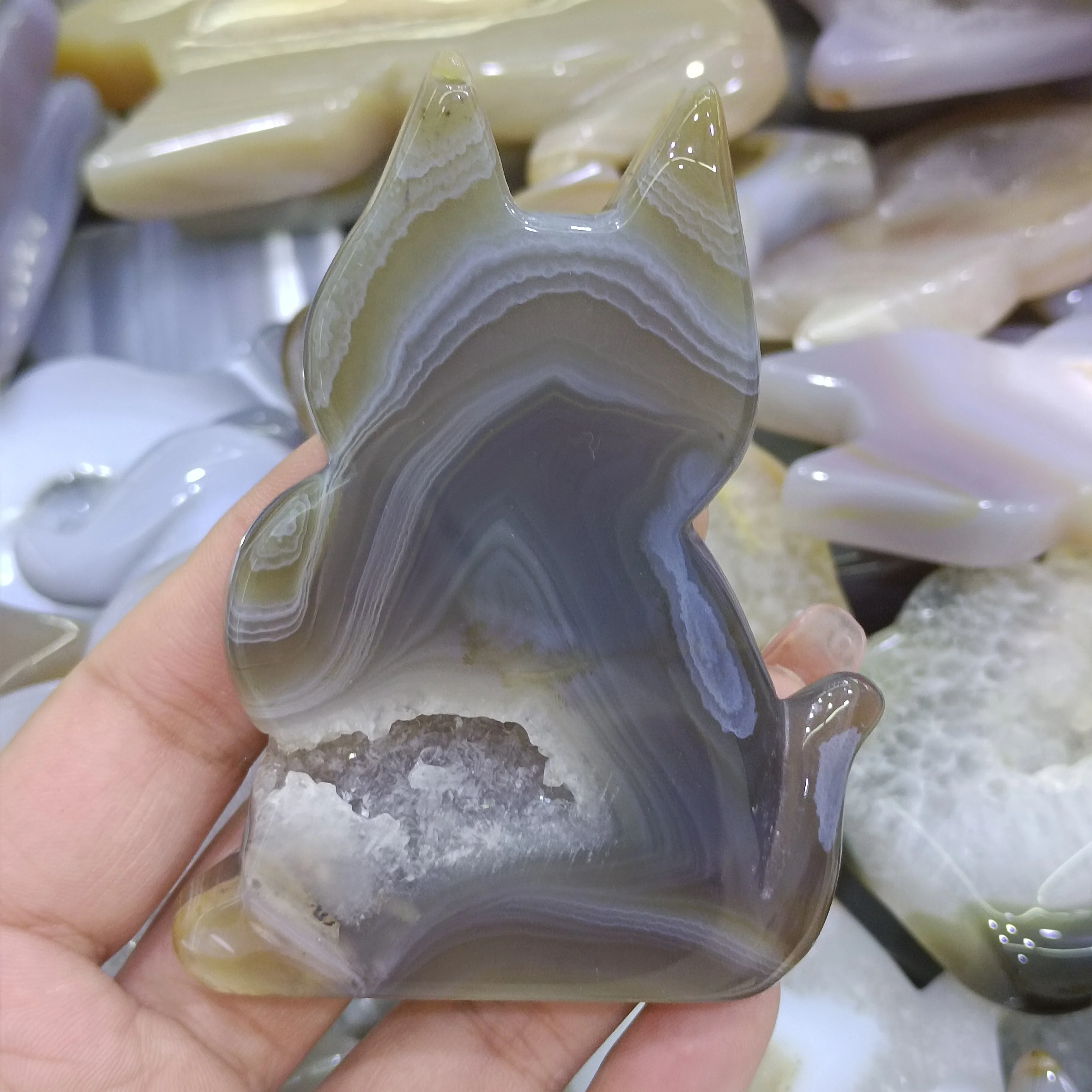 1pc-Natural-Crystal-Druzy-Carving-Agate-Geode-Cats-Statue-Quartz ...