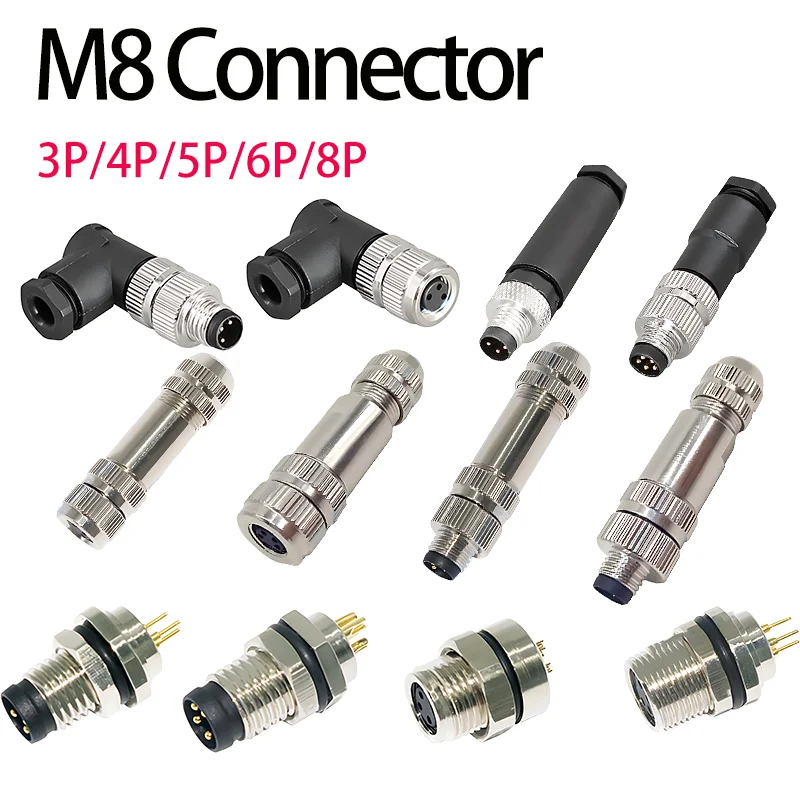 5-20-Sets-M8-Waterproof-Connector-3-4-5-6-8-Pin-Male-Female-Straight ...