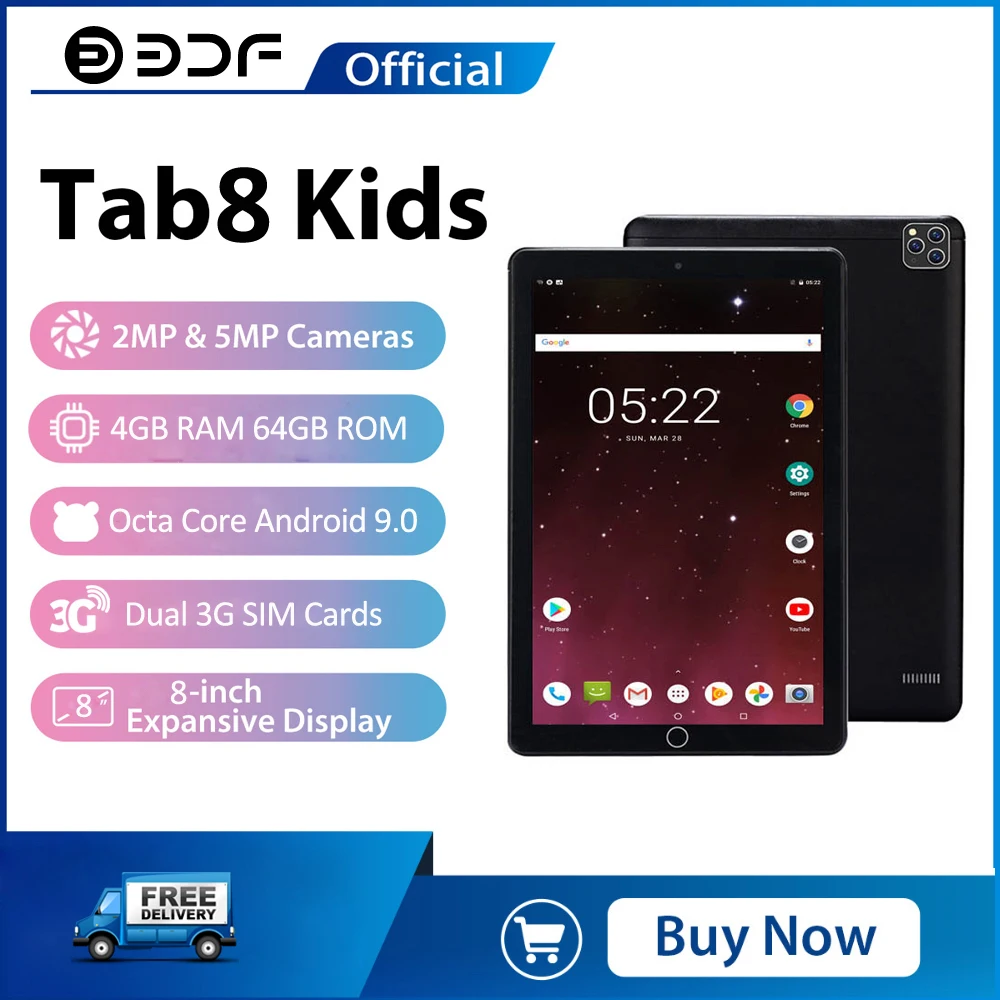 Bdf Pro Novo 8 Polegada Tablet Pc Android 9.0 Octa Núcleo 3g Rede ...