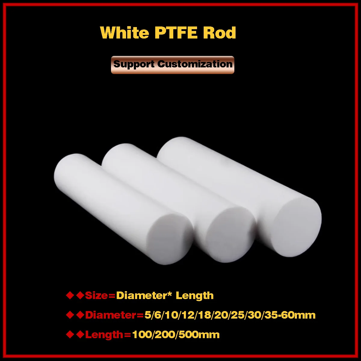 Diameter 5/6/10/12-60mm PTFE Stick Polyte Trafluoroetylene Rod PTFE Bar ...