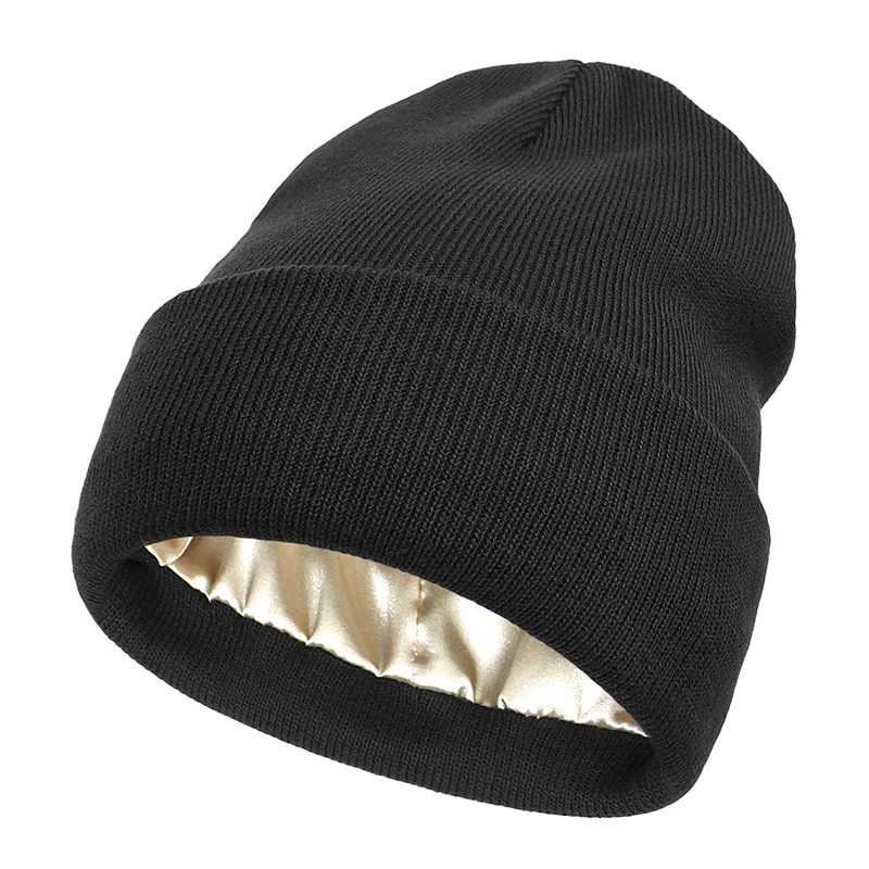 Winter Knit Beanies Womens Satin Lined Winter Beanie for Women Silk ...
