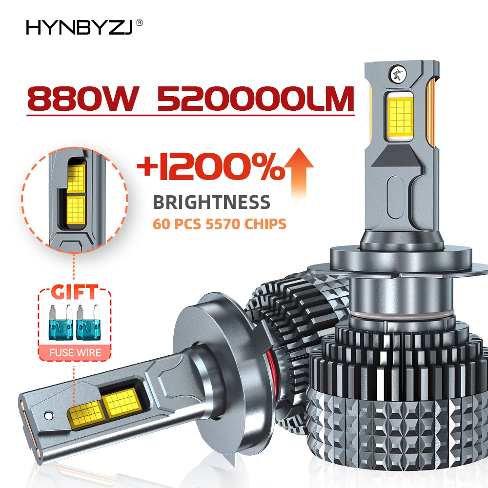 HYNBYZJ-520000LM-H7-H4-H11-LED-Headlight-880W-High-Power-Canbus-H1-H8 ...
