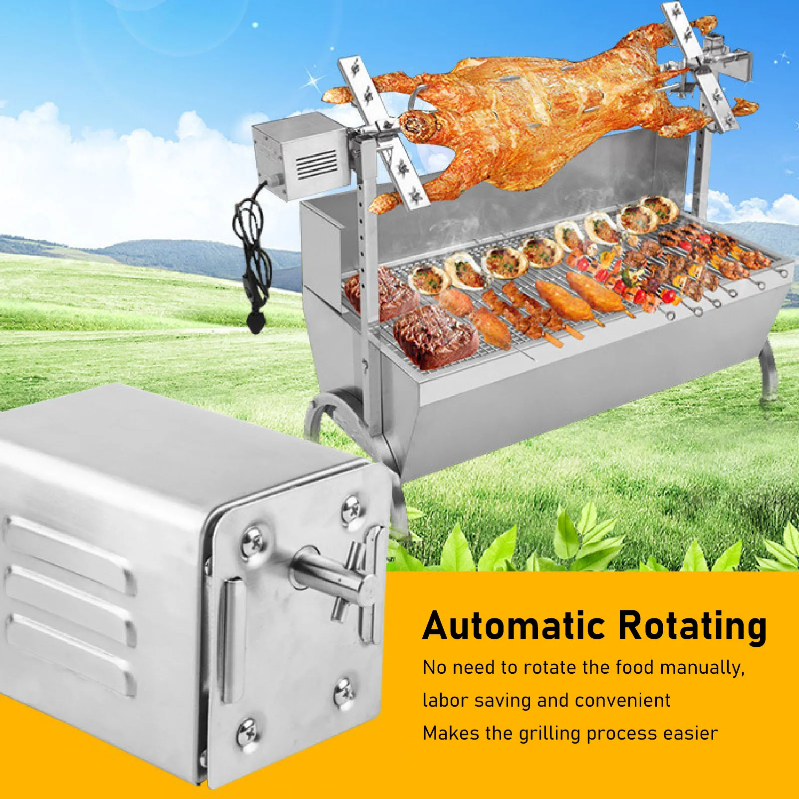 Grill Rotisserie Motor 15W 110lb Load Bearing Auto Rotation Electric ...