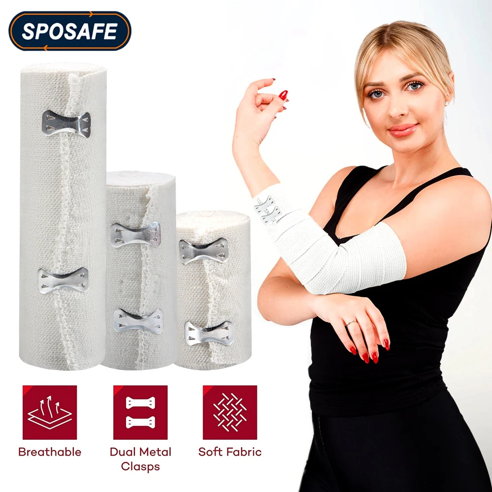 1-Roll-Elastic-Bandage-Wrap-with-Clips-Breathable-Athletic-Sports ...