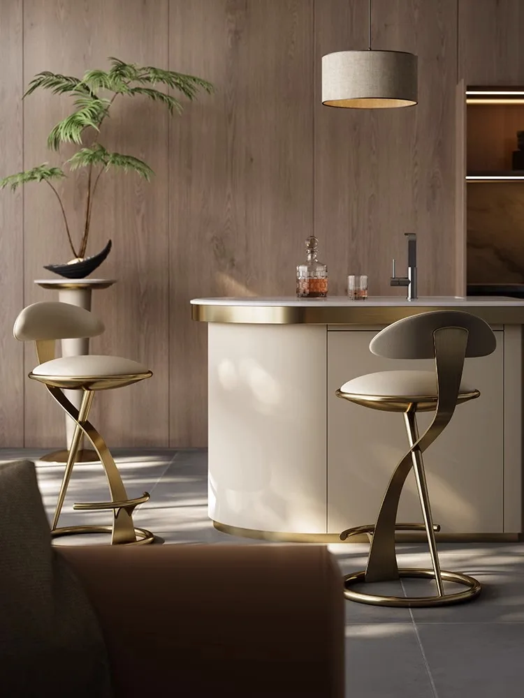 Luxury-Italian-Stainless-Steel-High-Stool-Internet-Celebrity-High-end ...